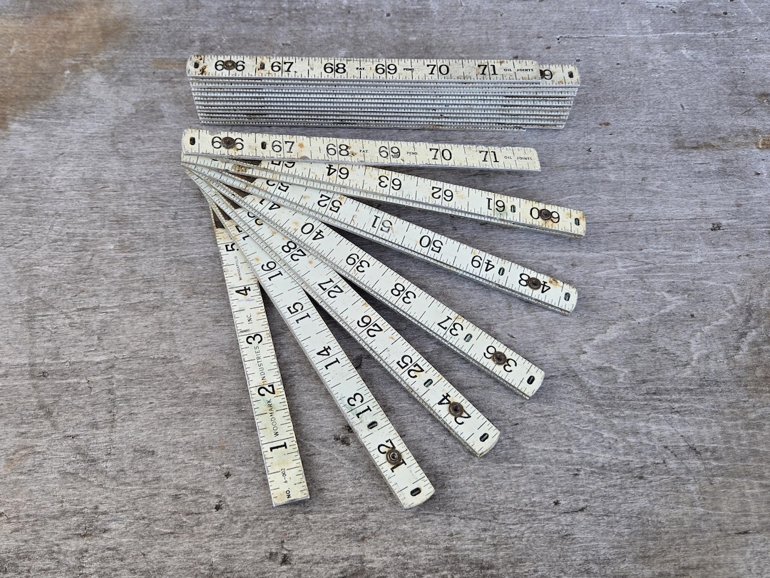 Vintage Jointed Metal Carpenter Rulers ~ Industrial ~ Measuring Tool ...