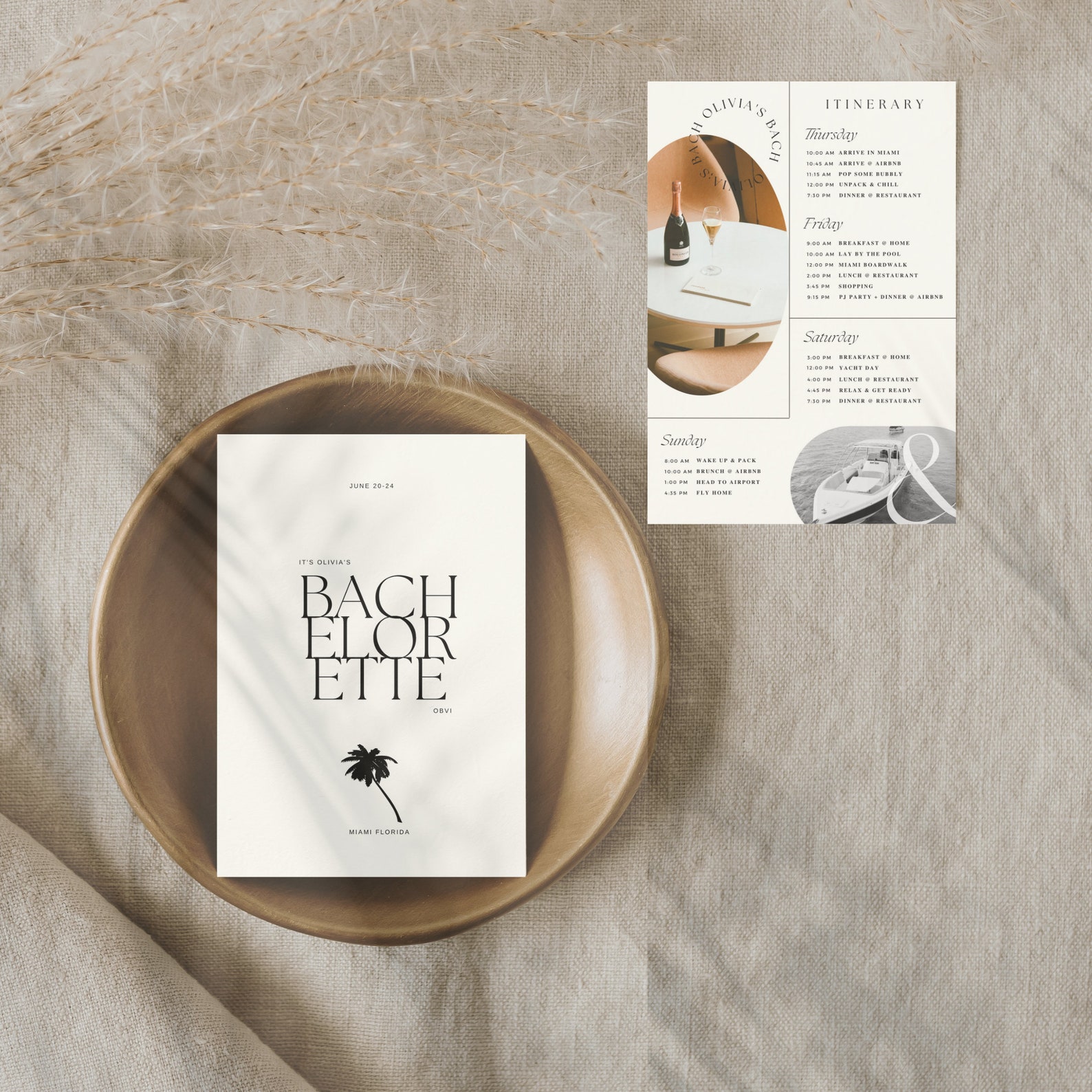 Bachelorette Itinerary Invite, Template Invitation Card | 5 X 7 ...