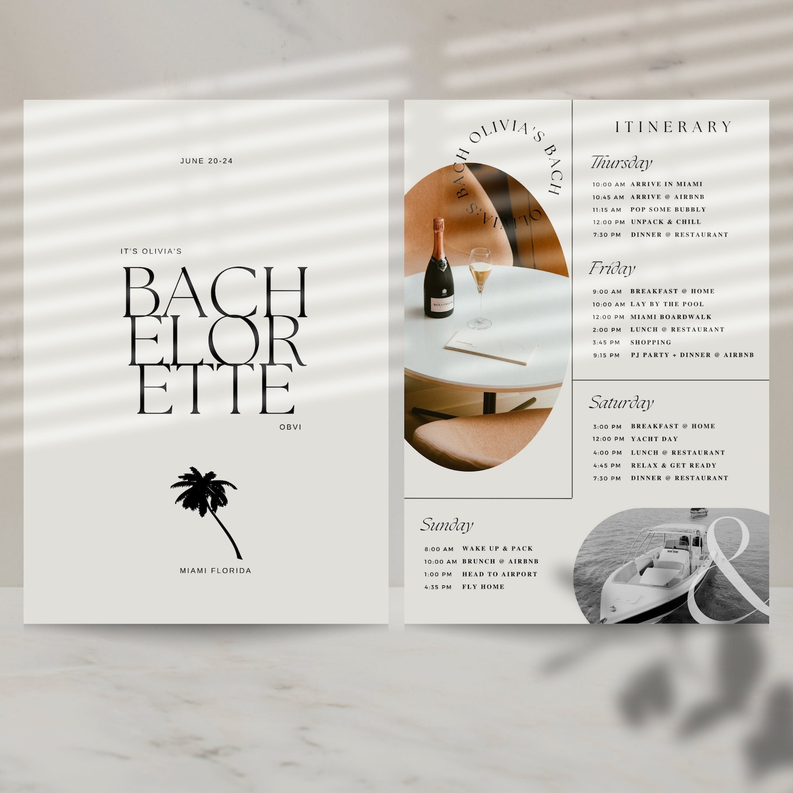 Bachelorette Itinerary Invite, Template Invitation Card | 5 X 7 ...