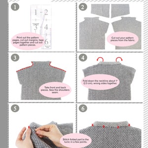 High Neck Tunic Sewing Pattern PDF, Sweatshirt Sewing Pattern PDF, Easy ...