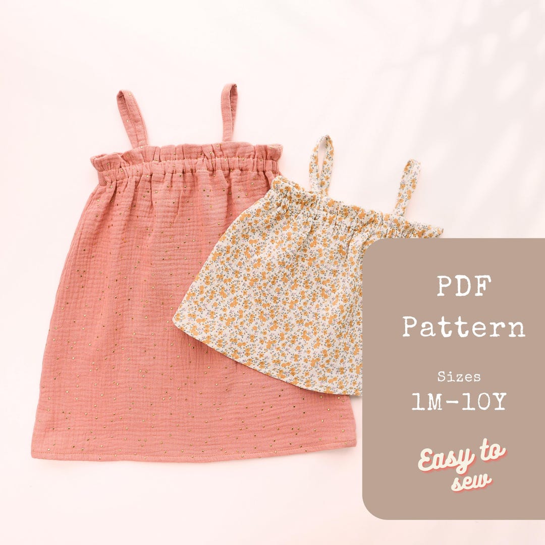 Easy Girl Dress Pattern PDF | Top Pattern PDF | Muslin Sleeveless Dress ...