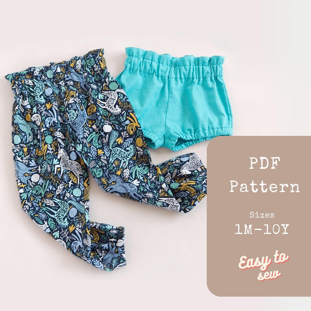Pants Sewing Pattern for Kids | Baby Pants Pattern | Paper Bag Pants ...