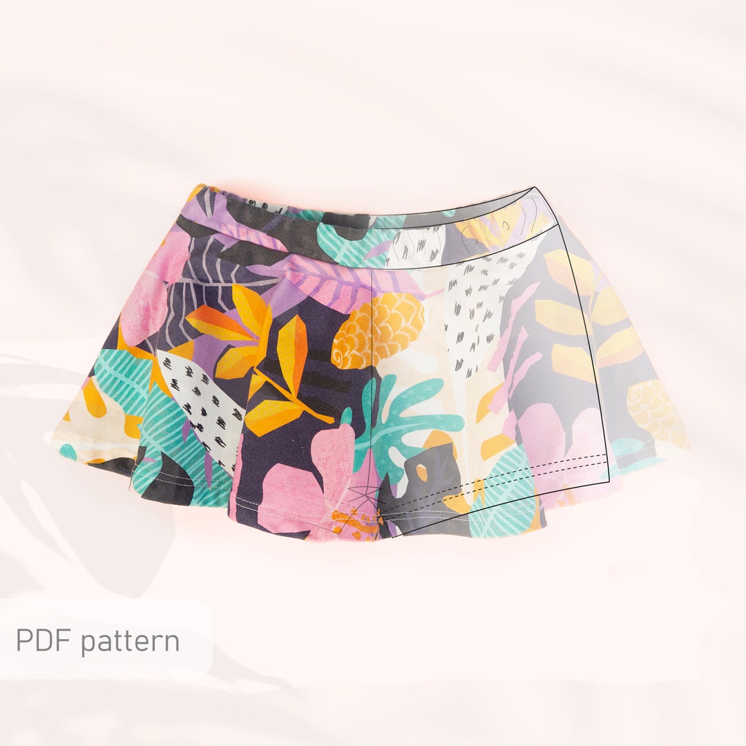 Skort Sewing Pattern, Mini Skirt Pattern, Comfy Girls Shorts Pattern up ...