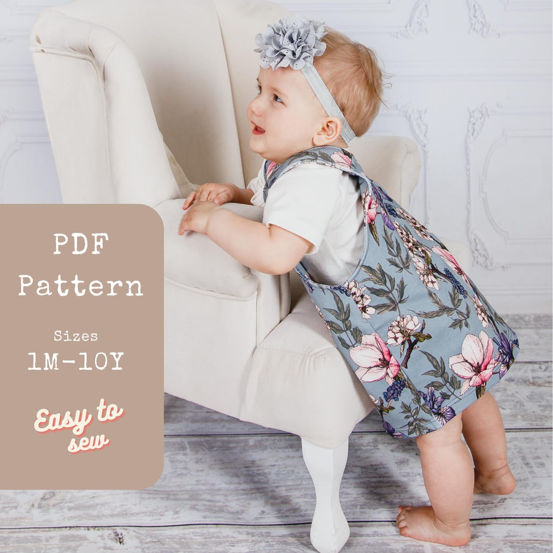 Baby Clothes Pattern - Pinafore Dress | Dress Sewing Pattern for Kids | Toddlers Dress Pattern ...