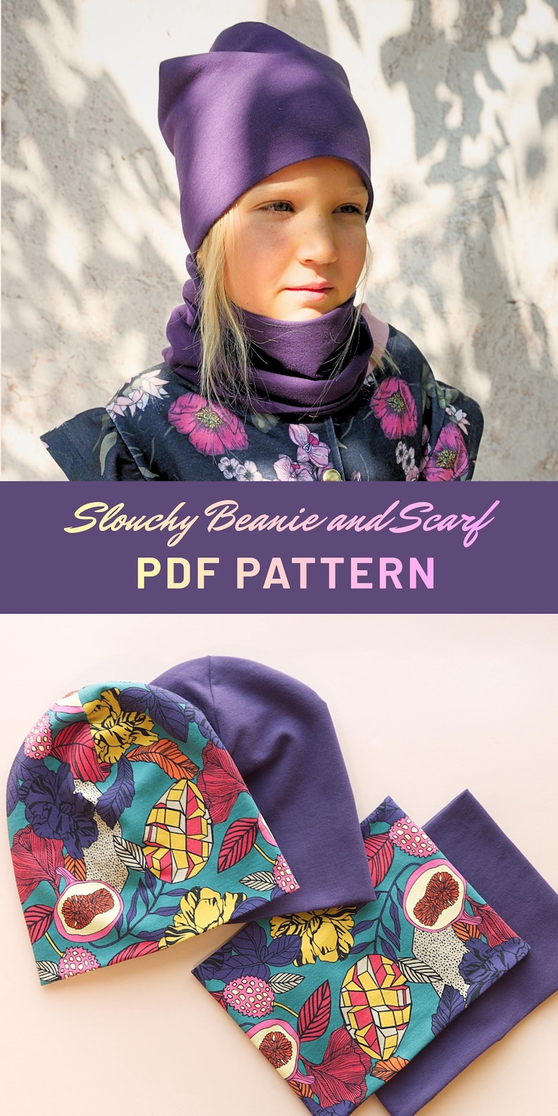 Slouchy Beanie Pattern and Tutorial Scarf Sewing Pattern Very Easy ...