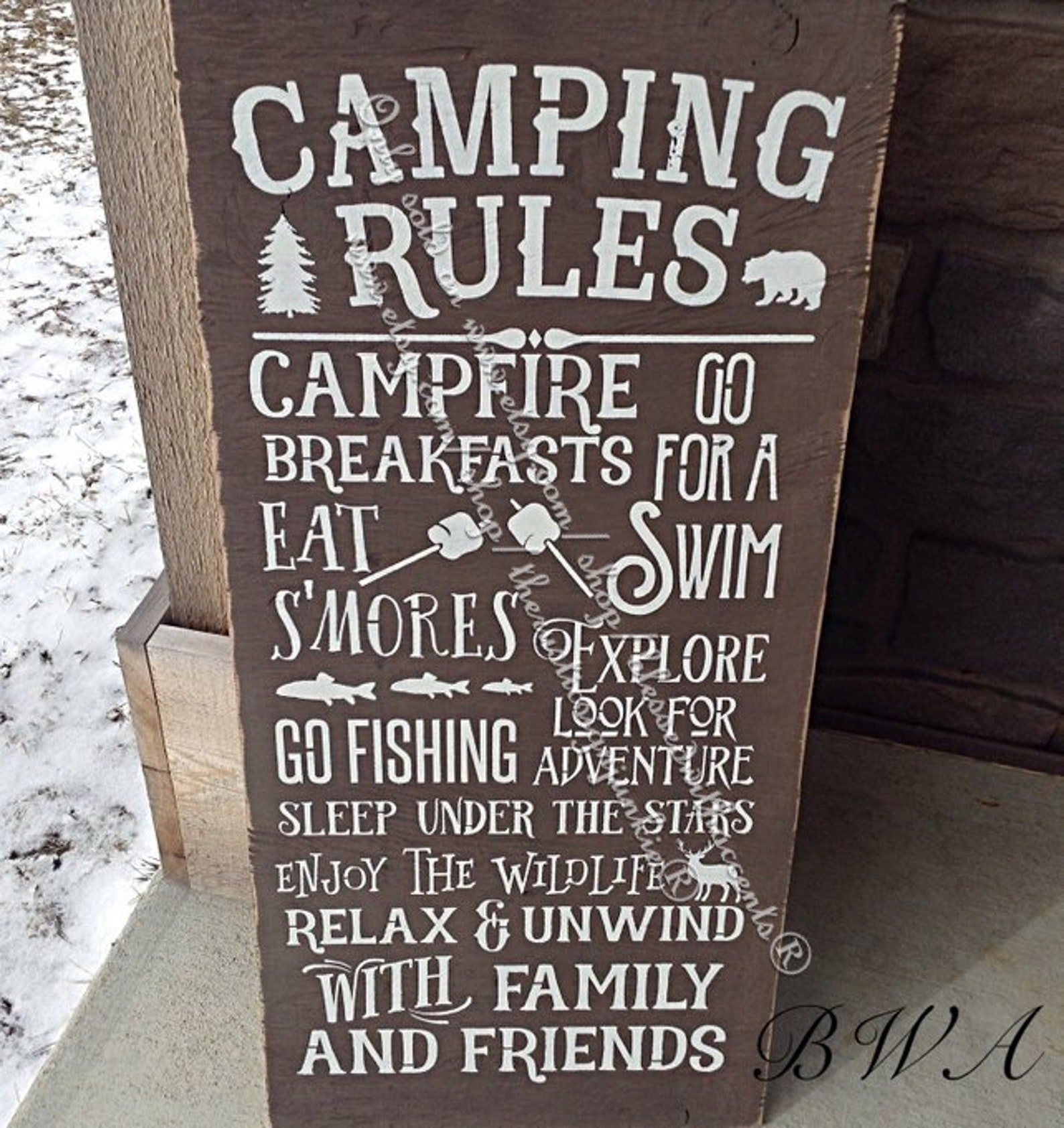 Camping Rules Sign Rustic Camping Sign Rustic Camping | Etsy
