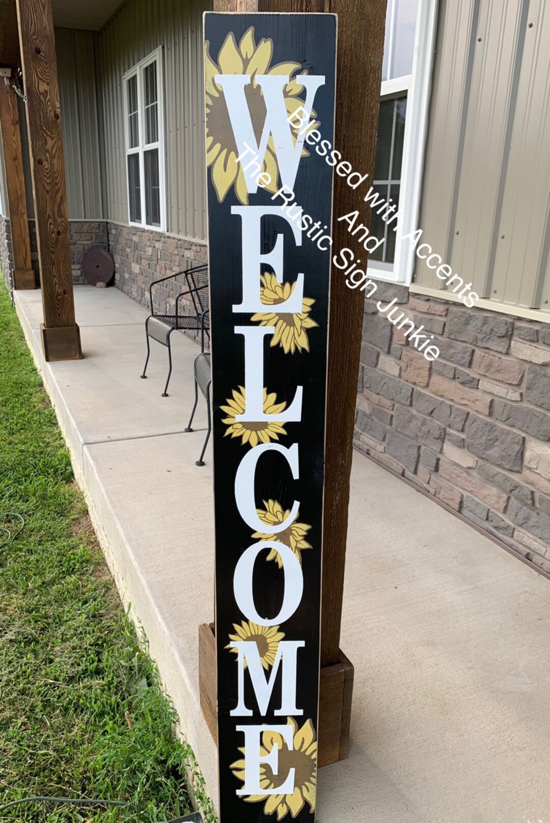 Large Welcome Signs, Sunflower Decor, Sunflower Porch Decor, Rustic ...
