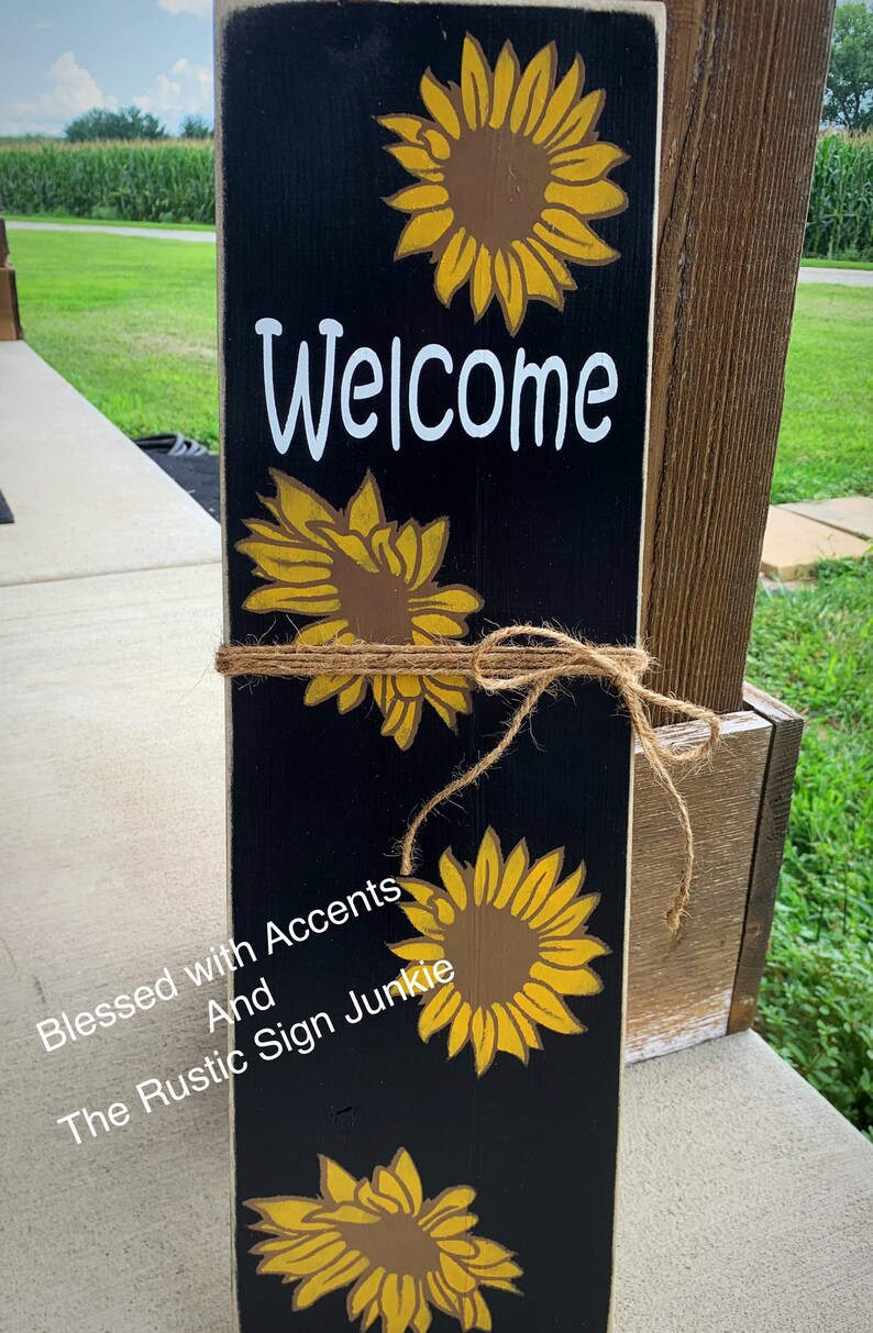 Sunflower Decor Sunflower Porch Decor Rustic Wood Welcome - Etsy