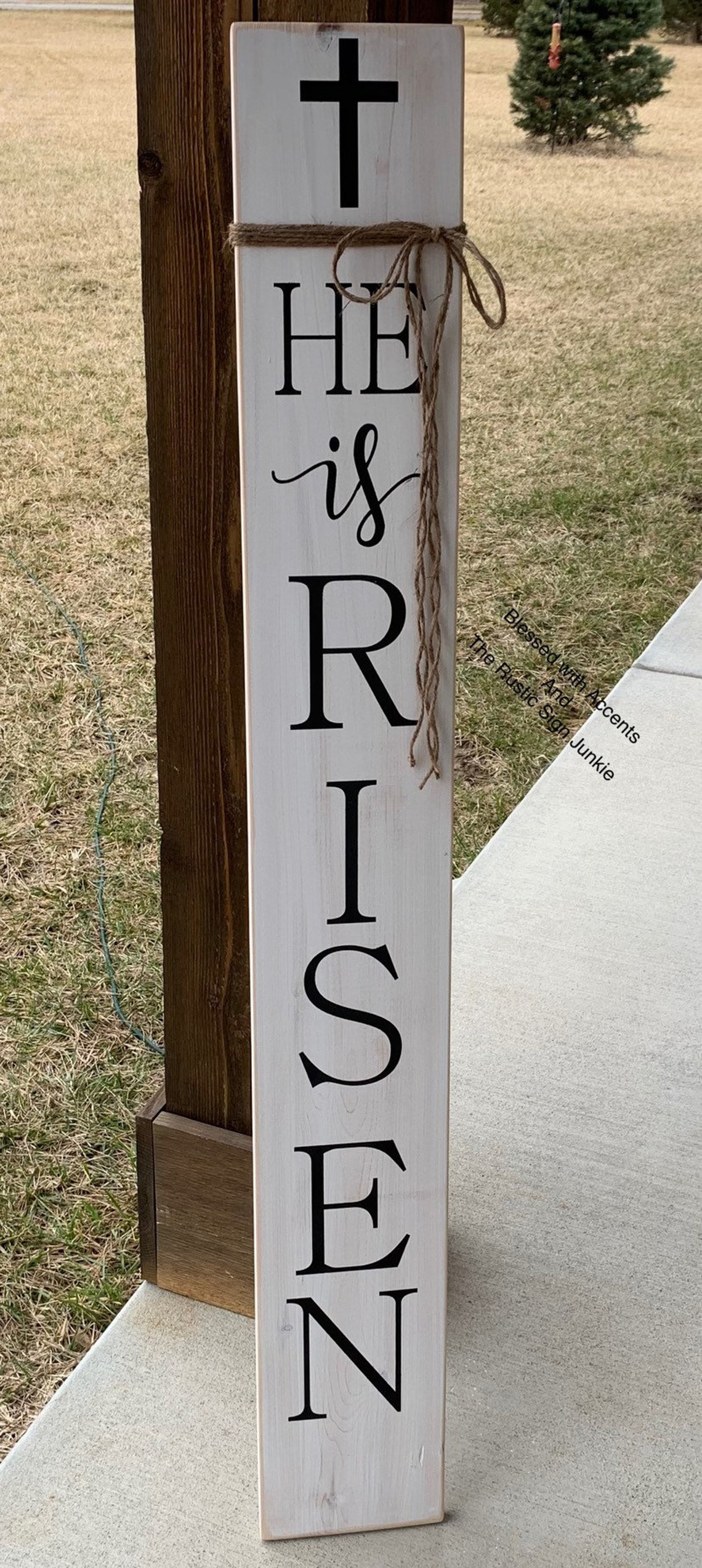 Front door porch sign He is risen sign large welcome porch | Etsy