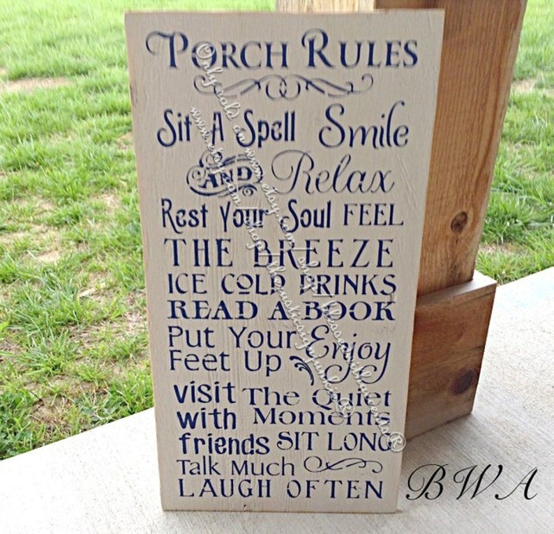 Porch Rules Sign Wood Porch Sign Porch Signs Rustic Porch - Etsy
