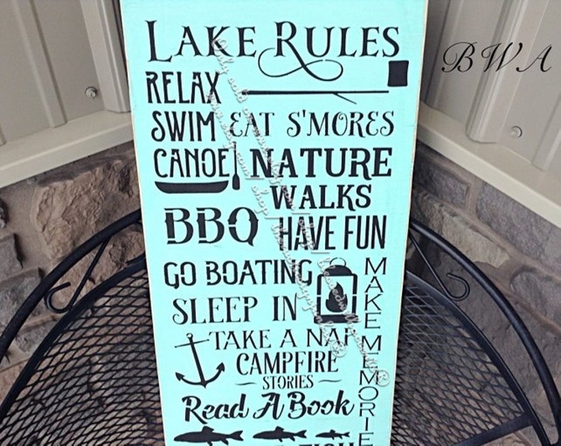 Lake Sign Lake Rules Sign Lake House Sign Primitive Signs - Etsy