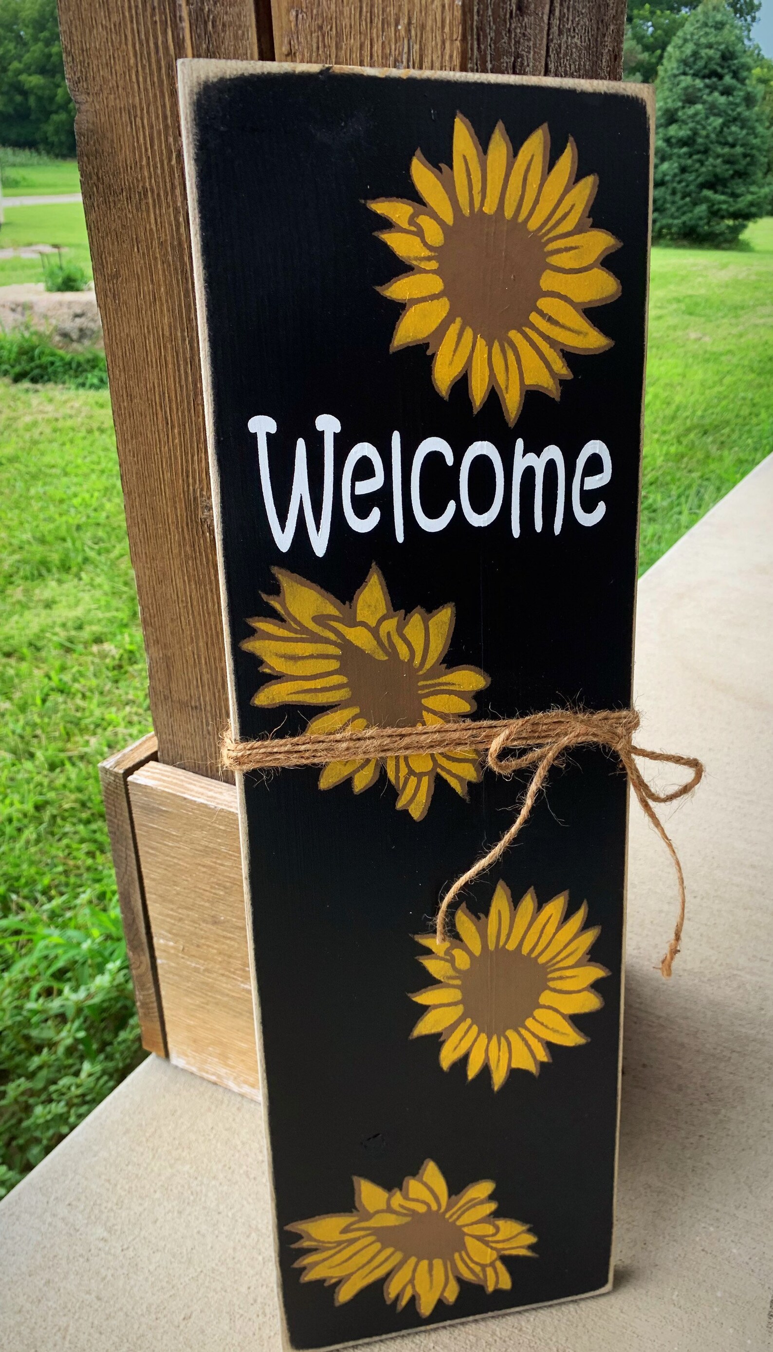 Sunflower Decor Sunflower Porch Decor Rustic Wood Welcome - Etsy