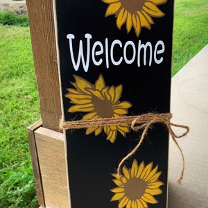 Sunflower Decor, Sunflower Porch Decor, Rustic Wood Welcome Signs ...