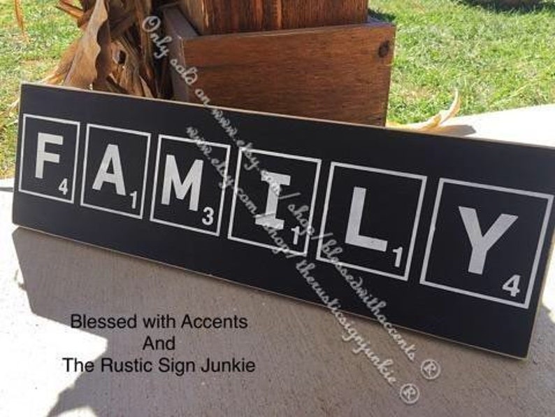 Wooden Family Scrabble Tile Sign Family Wall Sign Family - Etsy