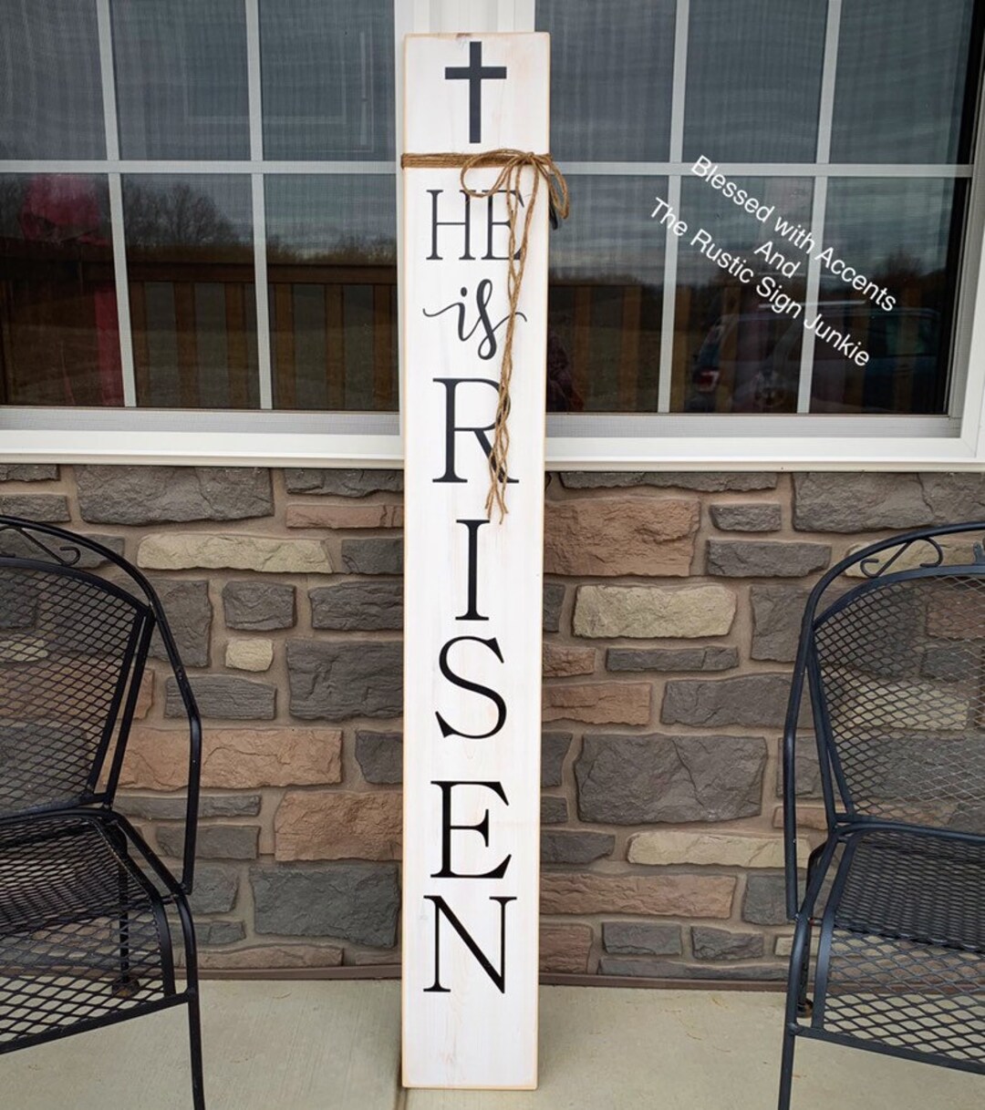 Front Door Porch Sign, He is Risen Sign, Large Welcome Porch Sign ...