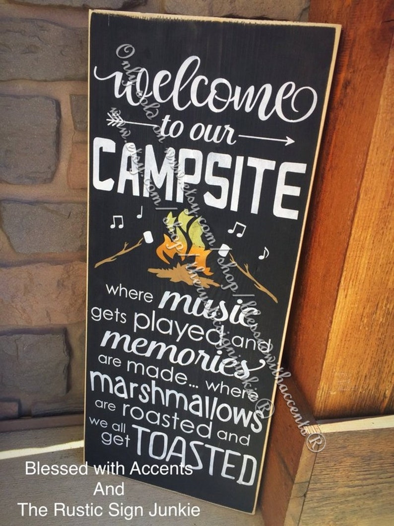 Welcome to our campsite sign camping signs Camping rules | Etsy