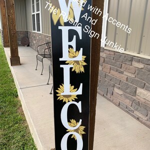 Large Welcome Signs, Sunflower Decor, Sunflower Porch Decor, Rustic ...