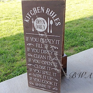 Kitchen Rules Sign, Kitchen Signs, Kitchen Sign, Kitchen Decor, Rustic ...