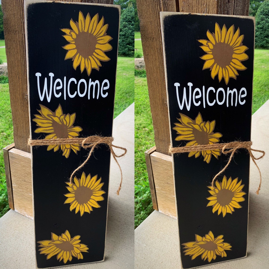 Sunflower Decor Sunflower Porch Decor Rustic Wood Welcome - Etsy