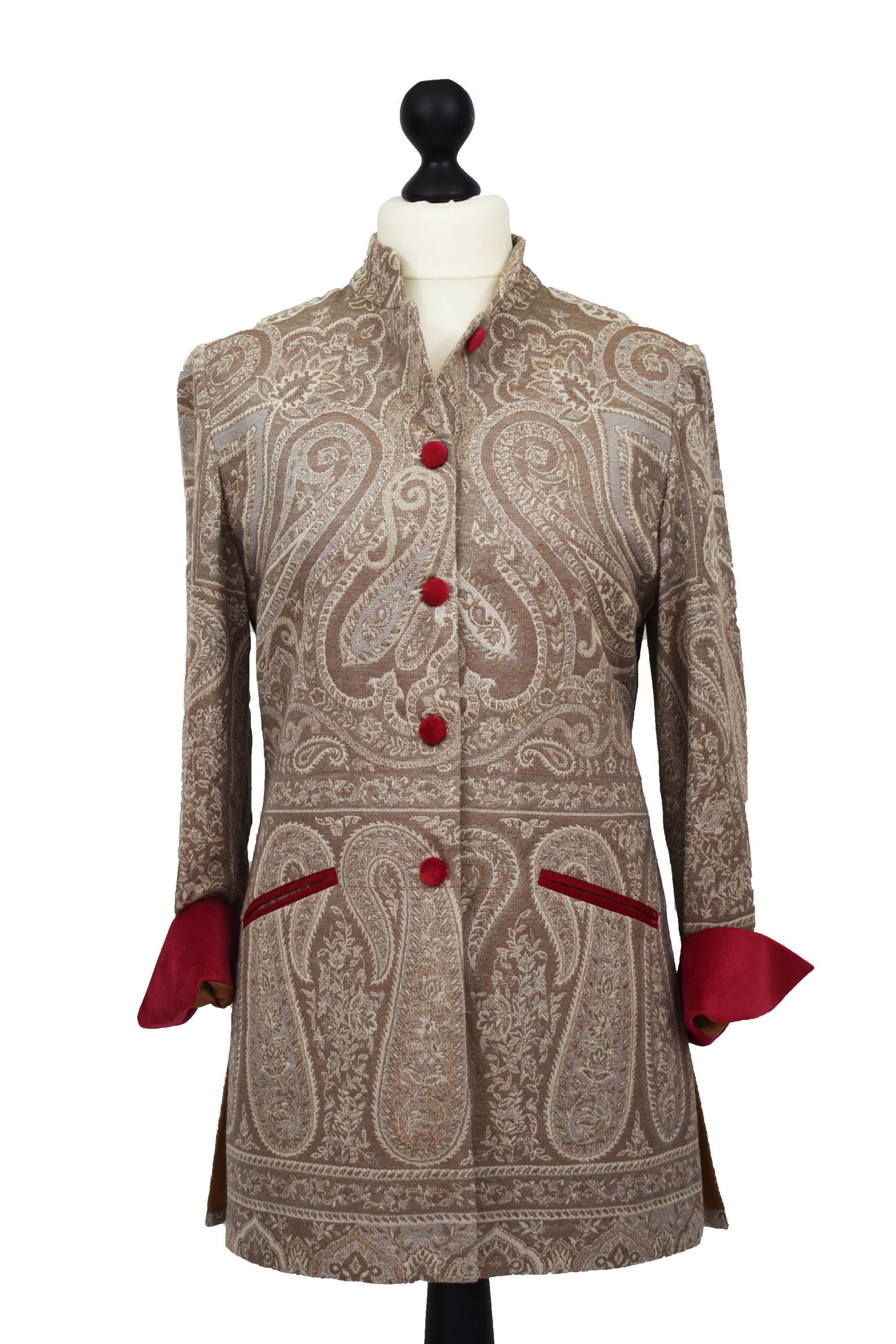 Grey Paisley Jacket With Pink Silk Velvet Trim. - Etsy