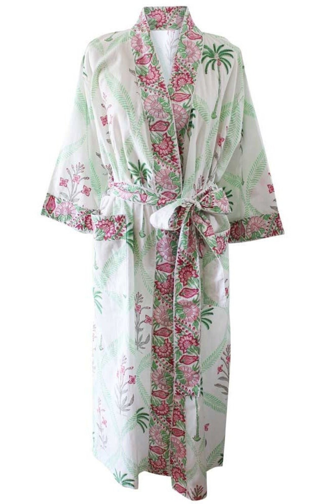 Tropical Palm Print Cotton Dressing Gown - Etsy