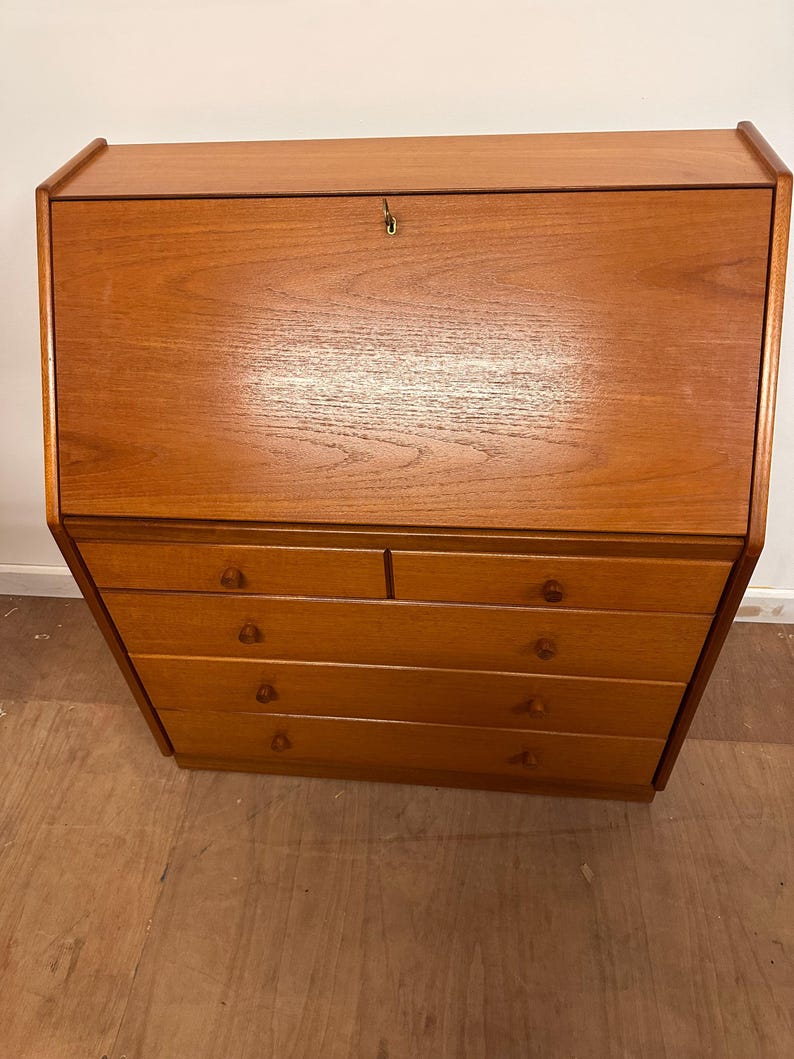 Mid Century Nathan Bureau 5 Drawer/ Desk /lap Top/ Drinks Cabinet ...