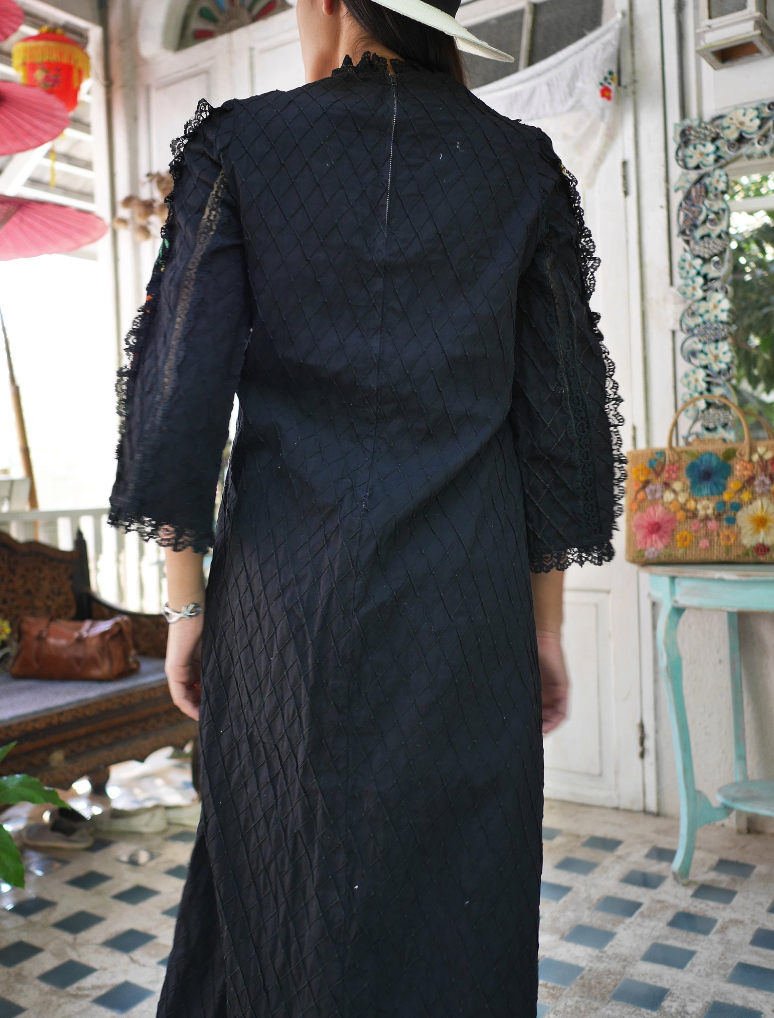 Vintage Black Mexican Lace Dress Embroidered Lace Dress - Etsy