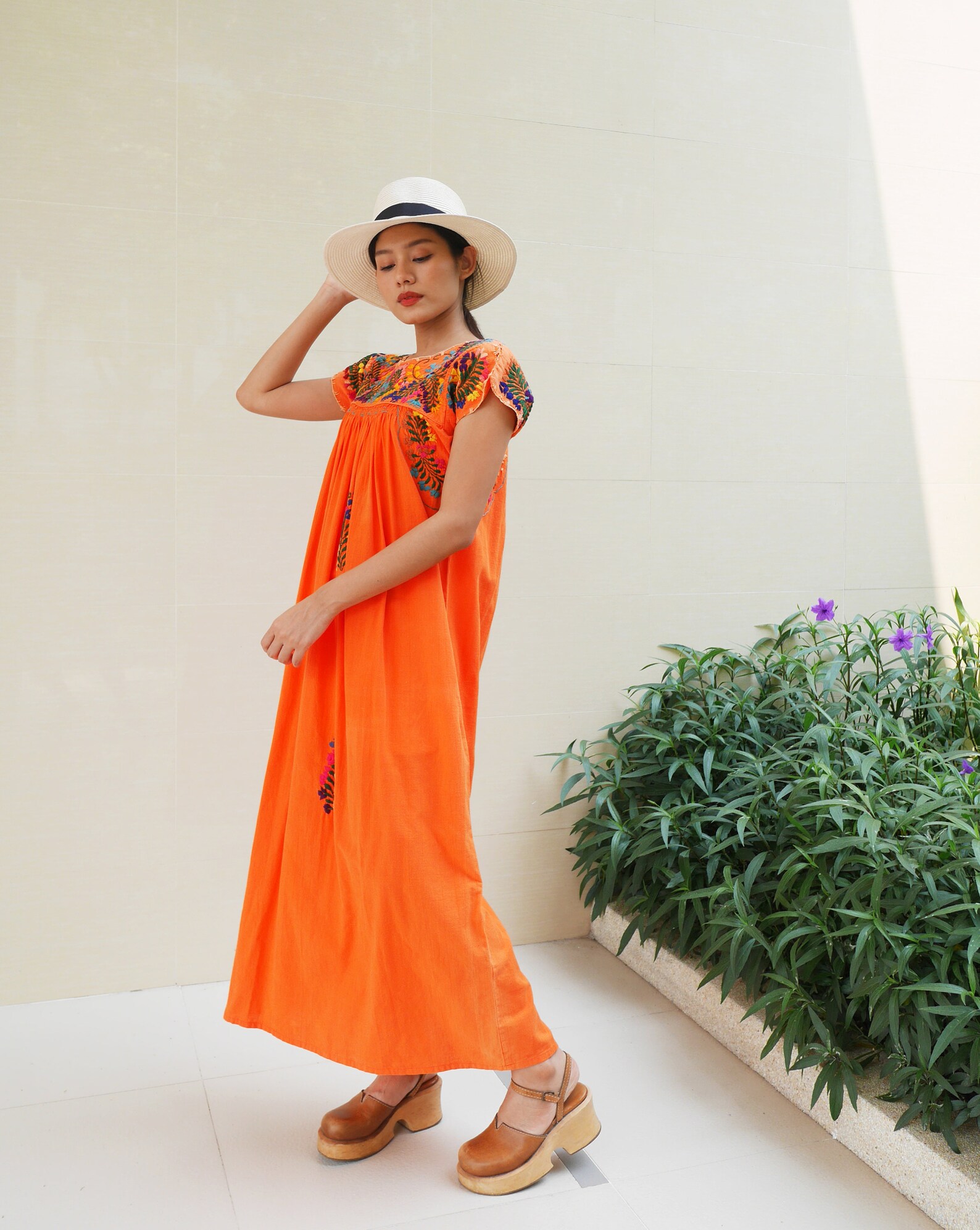 70s Vintage Oaxacan Maxi Dress Mexican Dress With Floral | Etsy