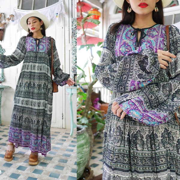 Vintage India Gauze Dress, 1970s Indian Cotton Gauze Maxi Dress - Etsy