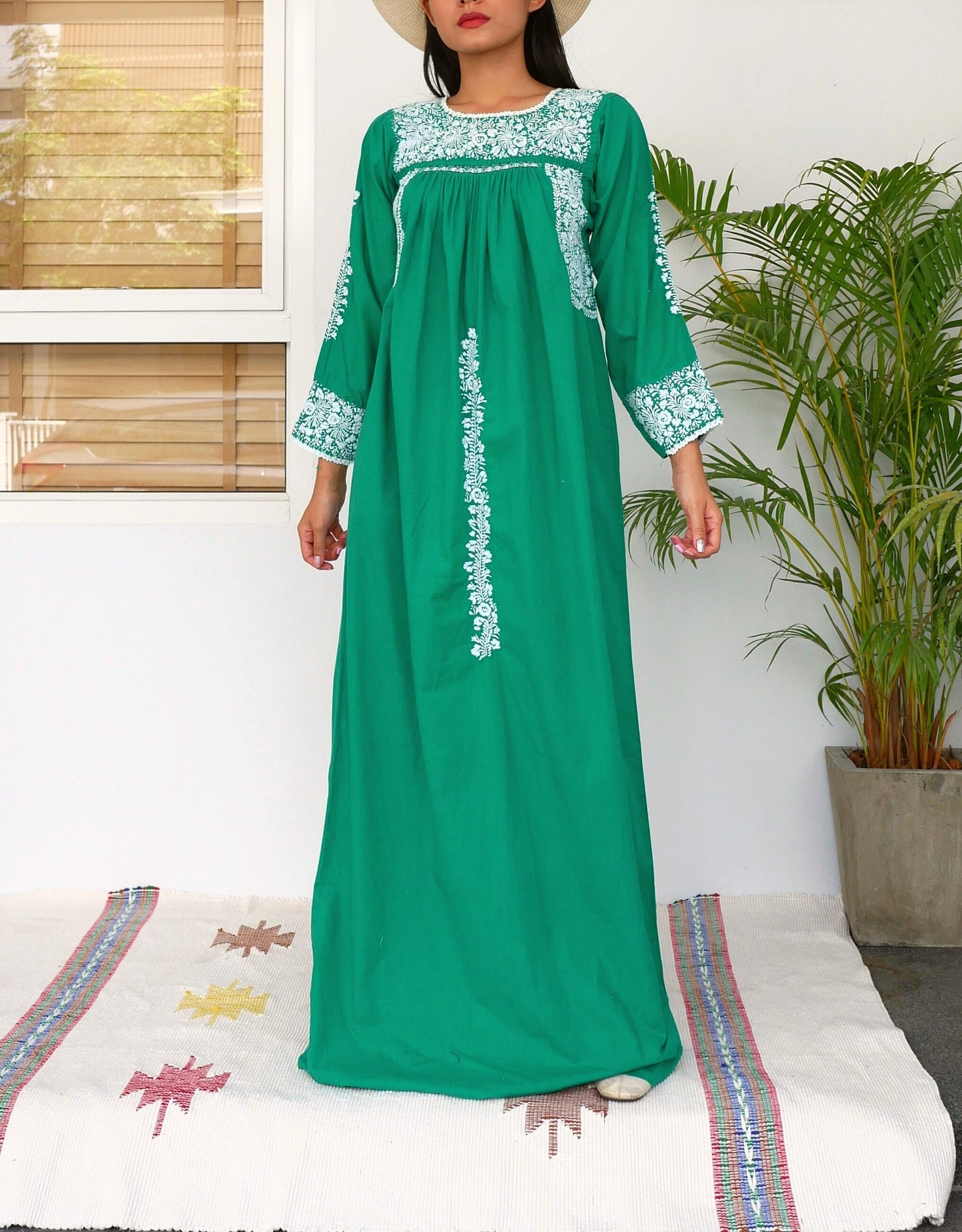 70s Vintage Oaxacan Long Sleeves Maxi Dress Mexican Dress - Etsy