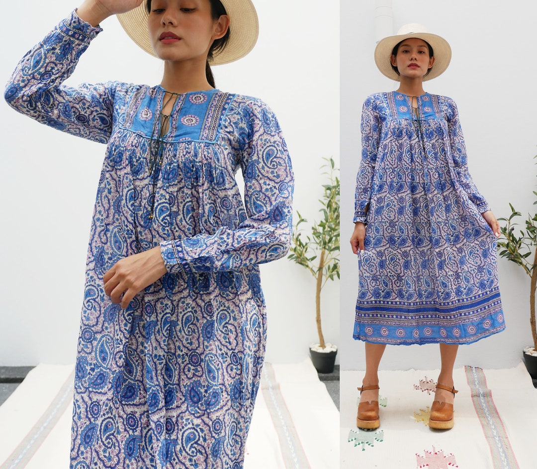 Vintage India Gauze Dress, 1970s Indian Cotton Gauze Dress, Vintage ...