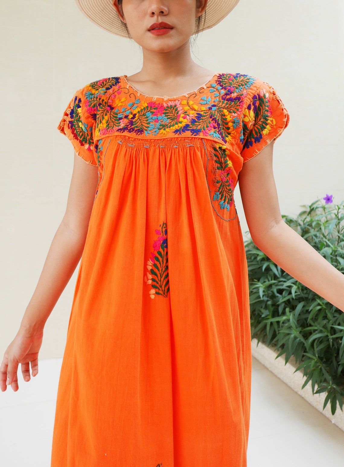 70s Vintage Oaxacan Maxi Dress Mexican Dress with floral | Etsy