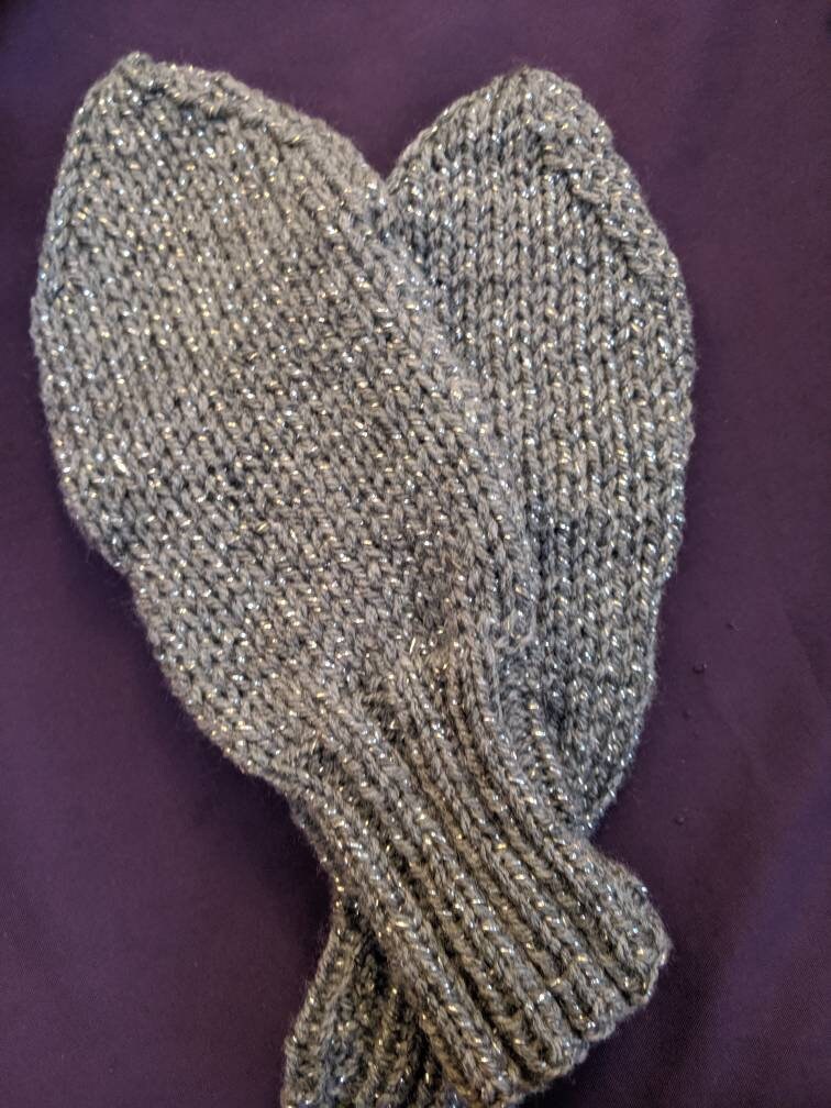 Mittens sparkly grey Ladies/teens