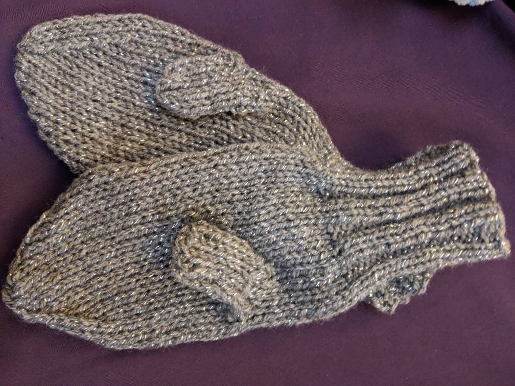 Mittens sparkly grey Ladies/teens