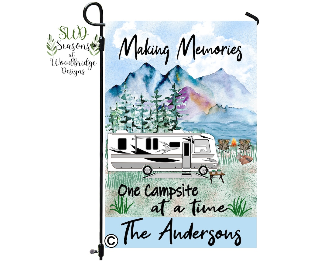 Camping Welcome Flag, Custom Personalized Camping Flags, RV Camper ...