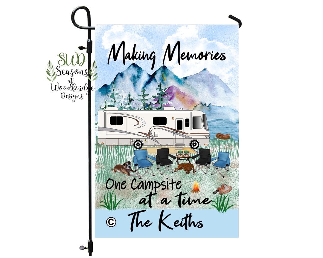 Camping Welcome Flag, Custom Personalized Camper Signs, Family Camping ...