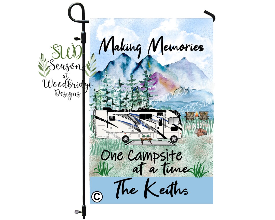Camping Welcome Flag, Custom Personalized Camper Signs, Family Camping ...