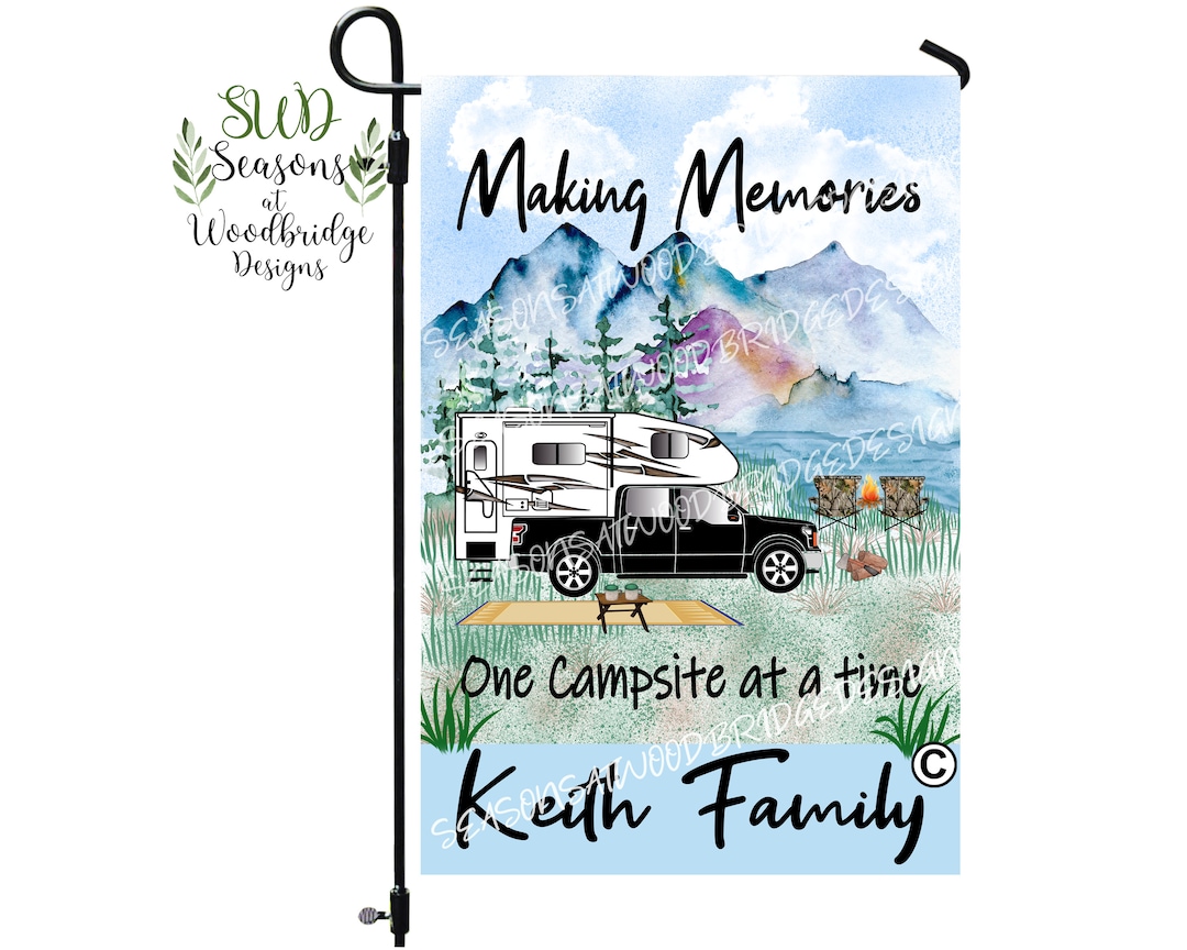 Camping Welcome Flag, Custom Personalized Truck Camping Flag, RV Camper ...