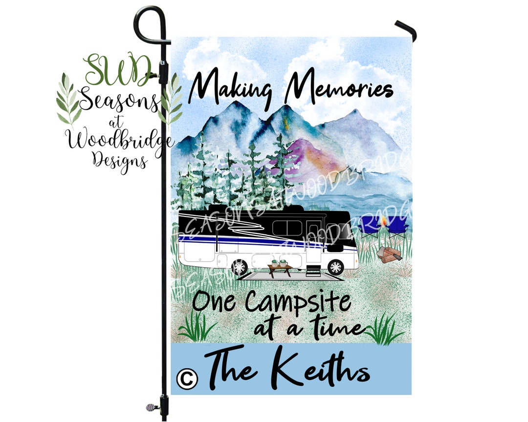 Camping Welcome Flag, Custom Personalized Camper Signs, Family Camping ...