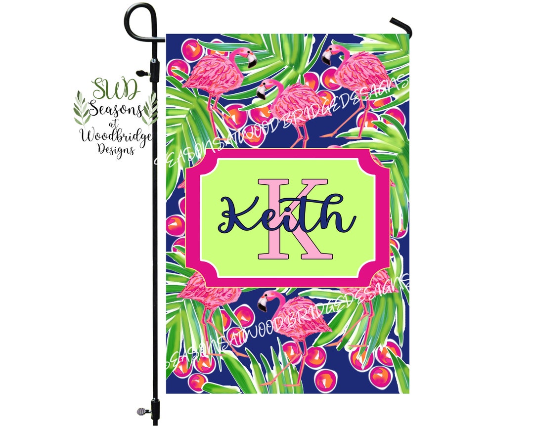 Custom Pink Flamingo Garden Flag, Personalized Painted Flamingos and ...