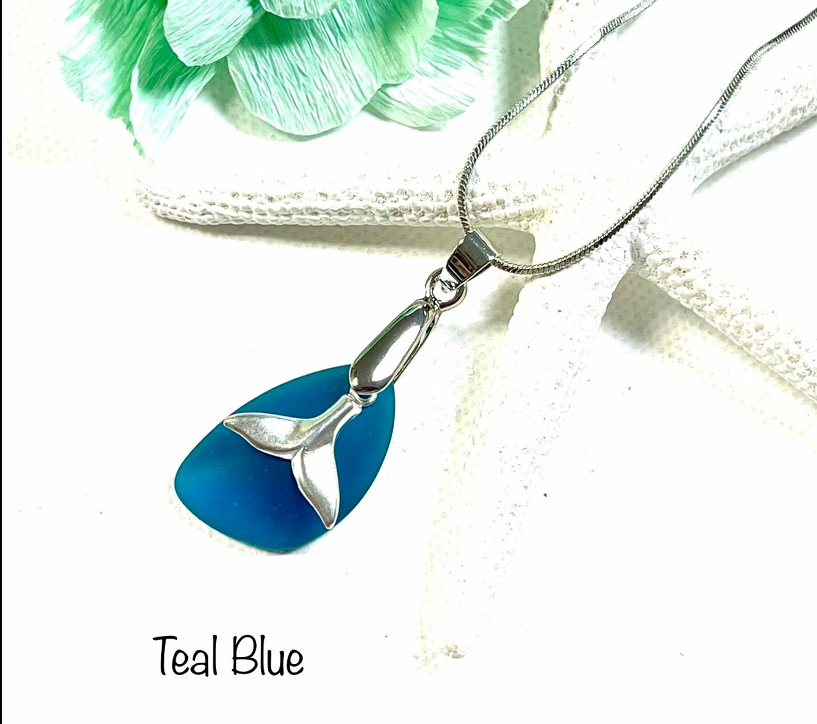 Sea Glass Whales Tail Necklace, Whales Tail Pendant Necklace, Whales ...