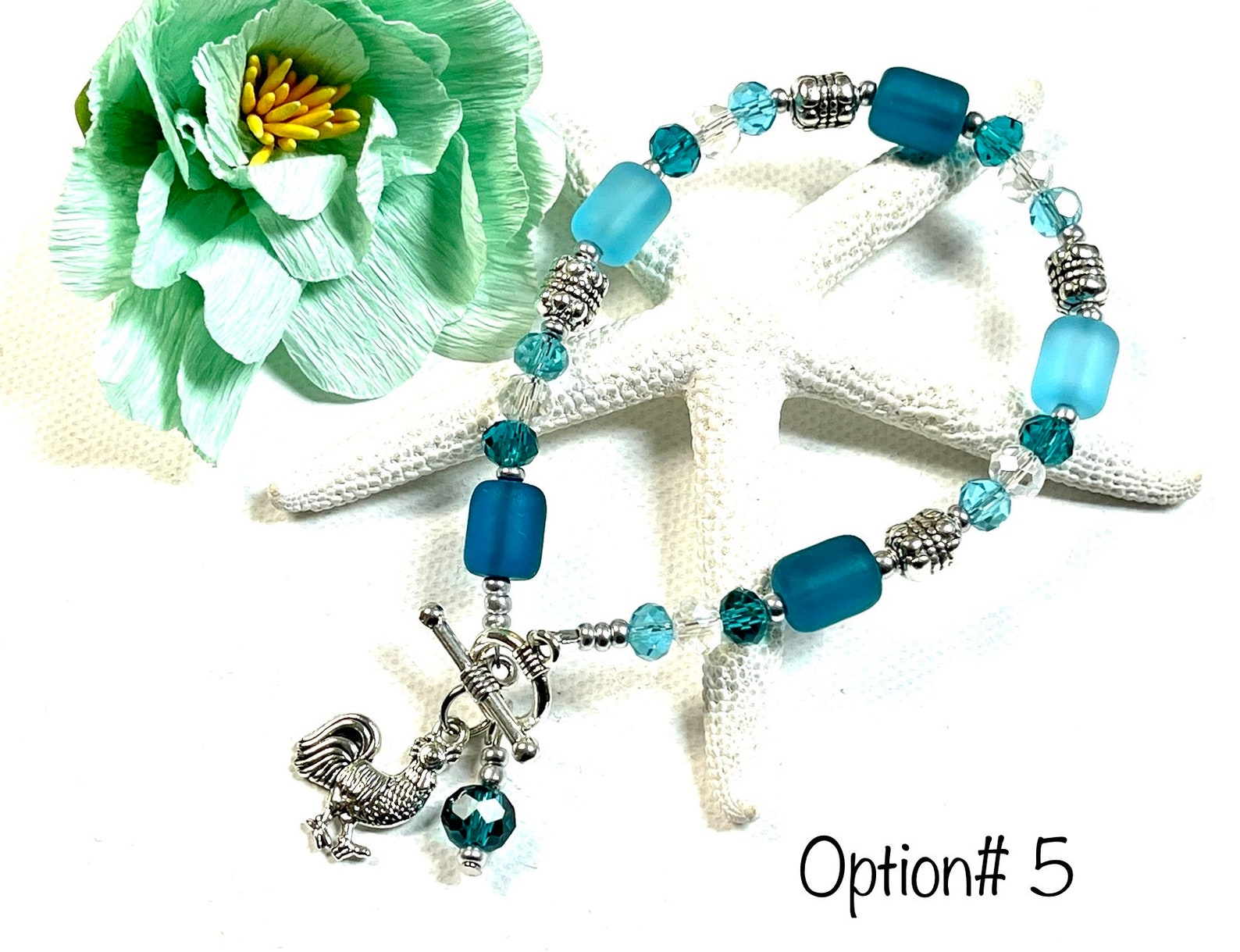 Sea Glass Rooster Bracelet, Key West Rooster Bracelet , Rooster Jewelry ...