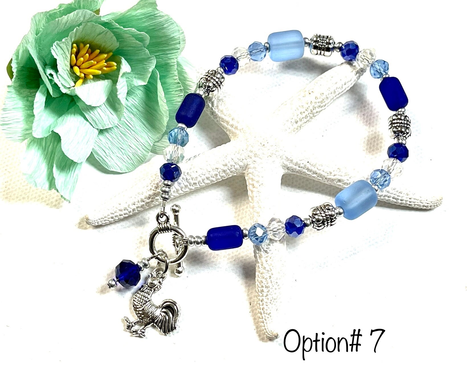 Sea Glass Rooster Bracelet, Key West Rooster Bracelet , Rooster Jewelry ...