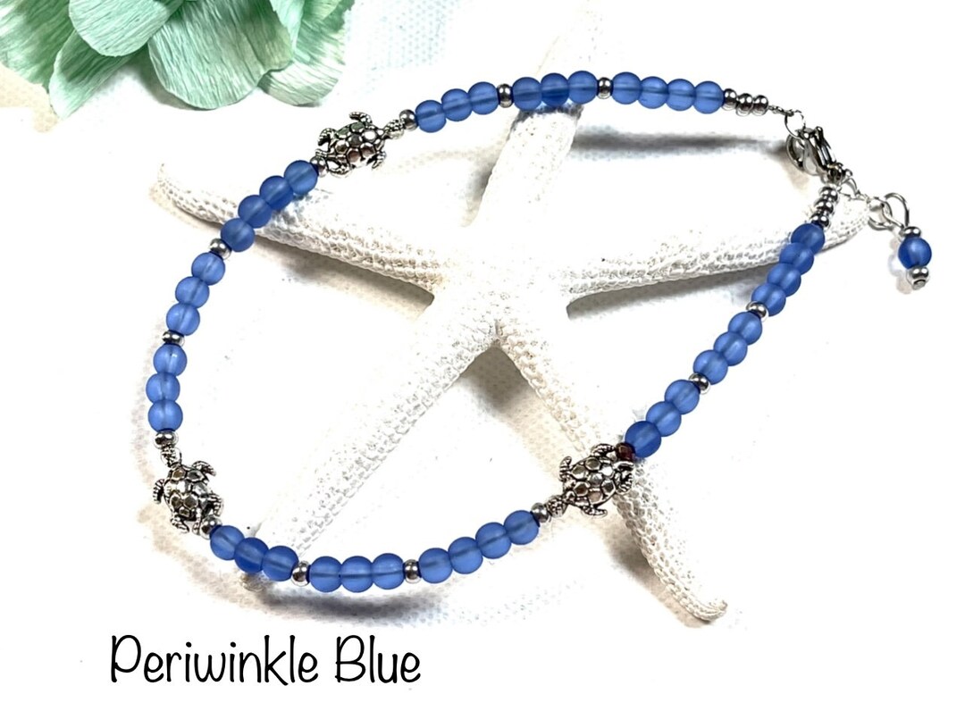 Sea Glass Turtle Anklet, Turtle Anklet, Turtle Ankle Bracelet, Turtle ...
