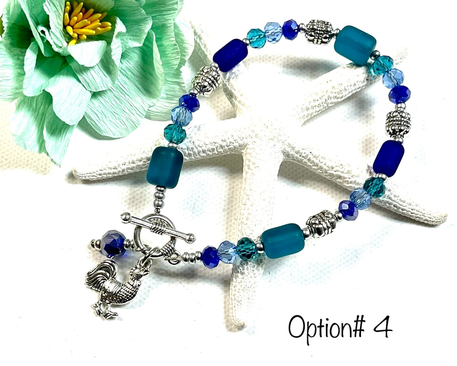Sea Glass Rooster Bracelet, Key West Rooster Bracelet , Rooster Jewelry ...