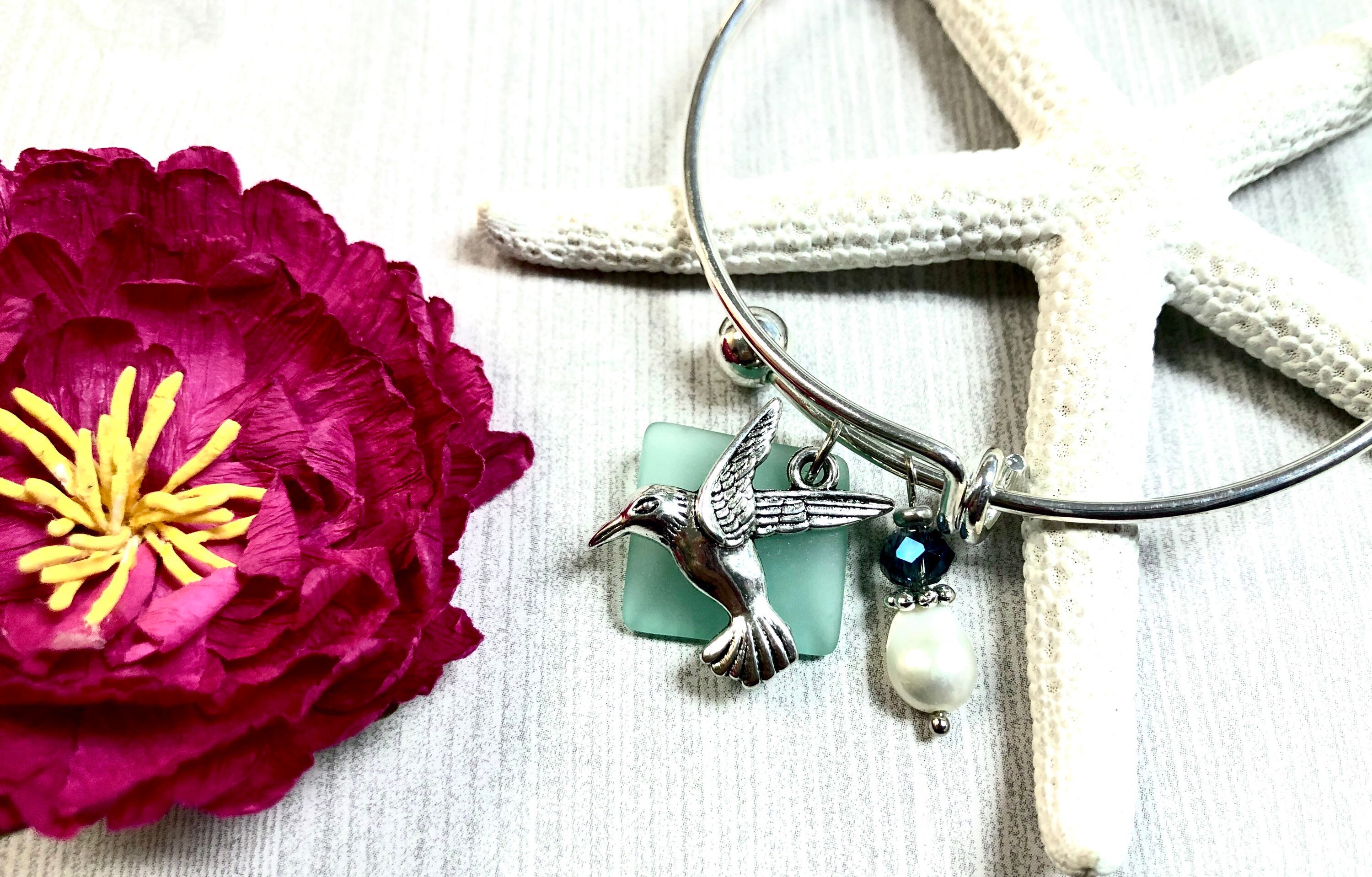 Sea Glass Hummingbird Earrings Hummingbird Earrings Green | Etsy