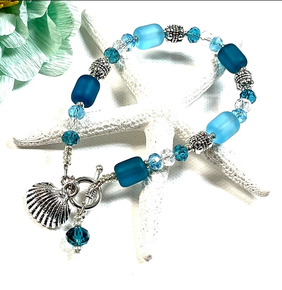 Sea Glass Scallop Shell Bracelet, Scallop Shell Bracelet, Scallop Shell ...