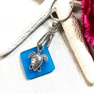 Pink Sea Glass Turtle Necklace, Sea Turtle Necklace, Sea Glass Pendant ...