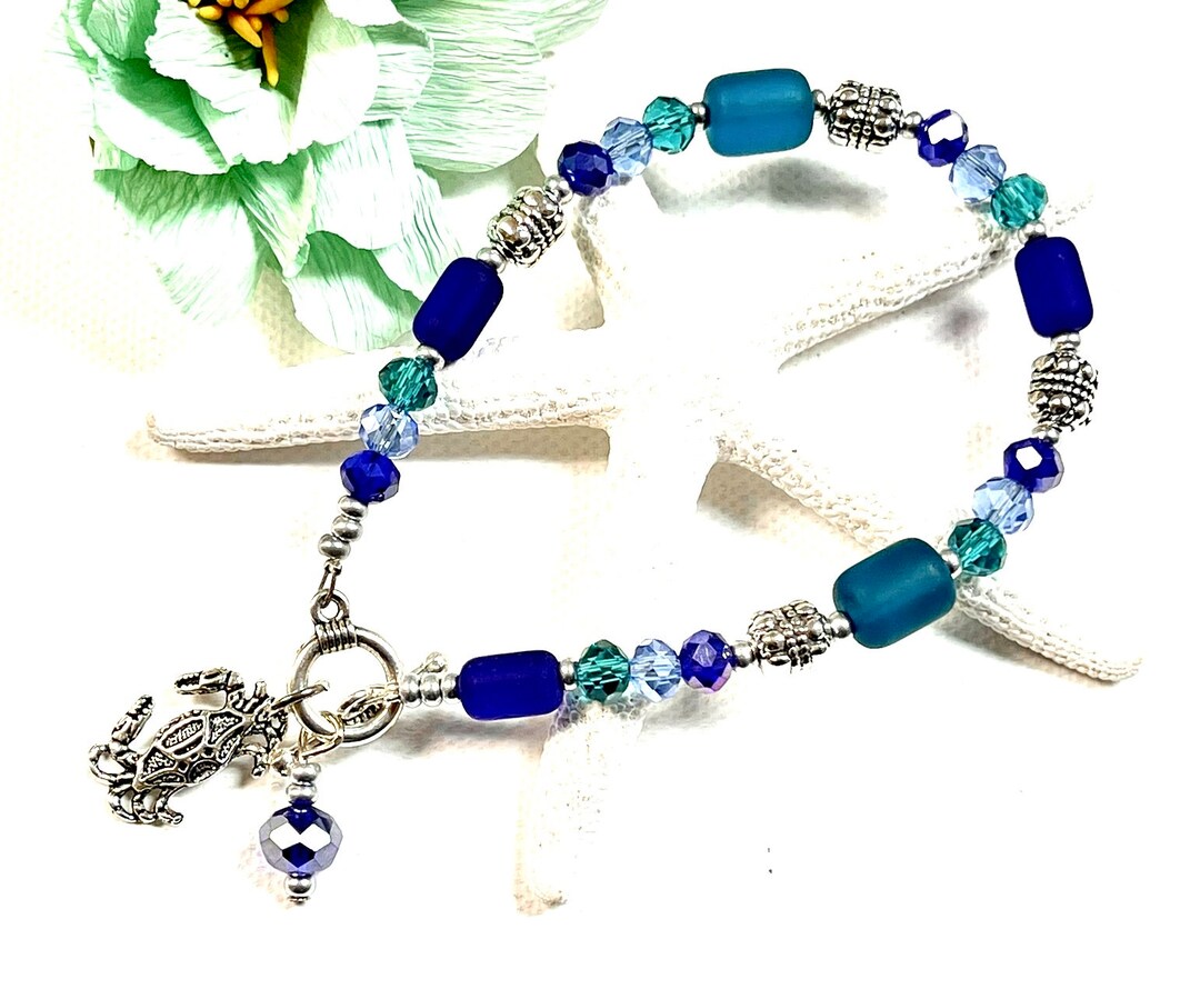Sea Glass Crab Bracelet, Crab Bracelet, Crab Jewelry , Nautical Jewelry ...