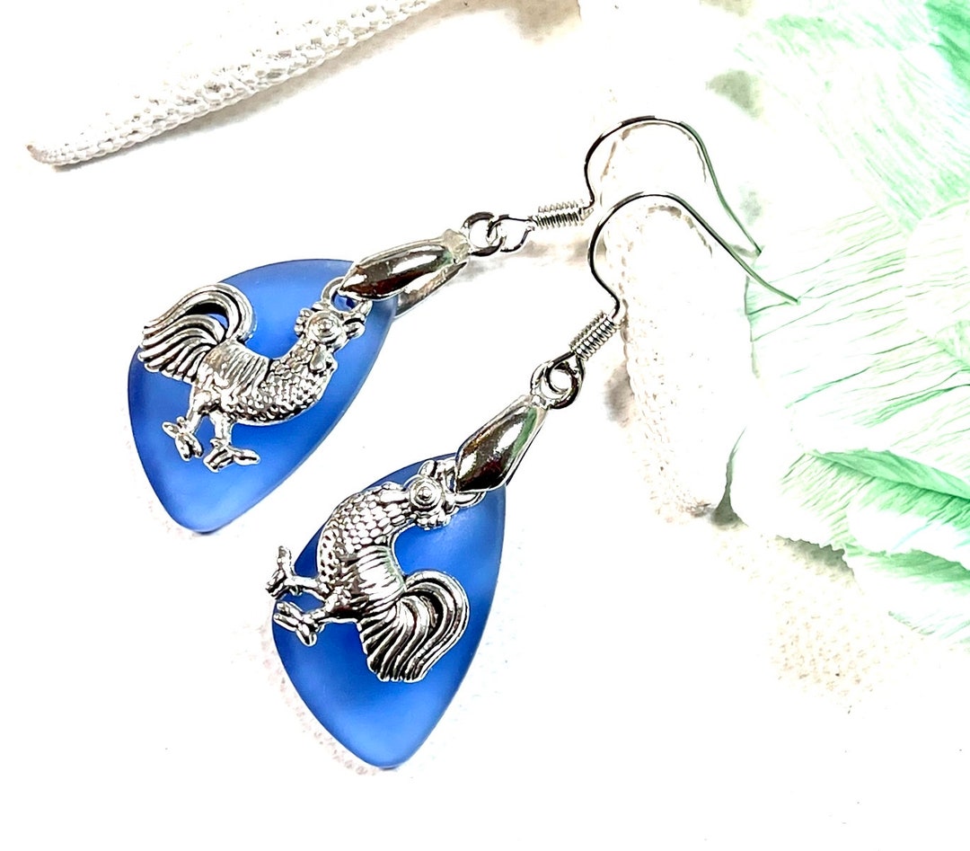 Sea Glass Rooster Earrings Rooster Earrings, Rooster Jewelry , Key West ...